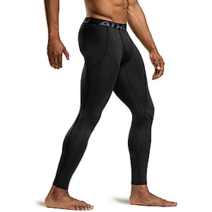 ATHLIO Men's Thermal Compression Pants, Athletic Running Tights & Sports Leggings, Wintergear Base Layer Bottoms, 3pack Thermal Pants Black/Black/Black, Large