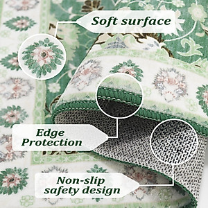 Runner Rug for Hallways Kitchen Runner Rug Washable 2'x 6' Non-Slip, Floral Rubber Backing Non Shedding Soft Carpet Runners for Indoor Entryway Bedroom Bedside