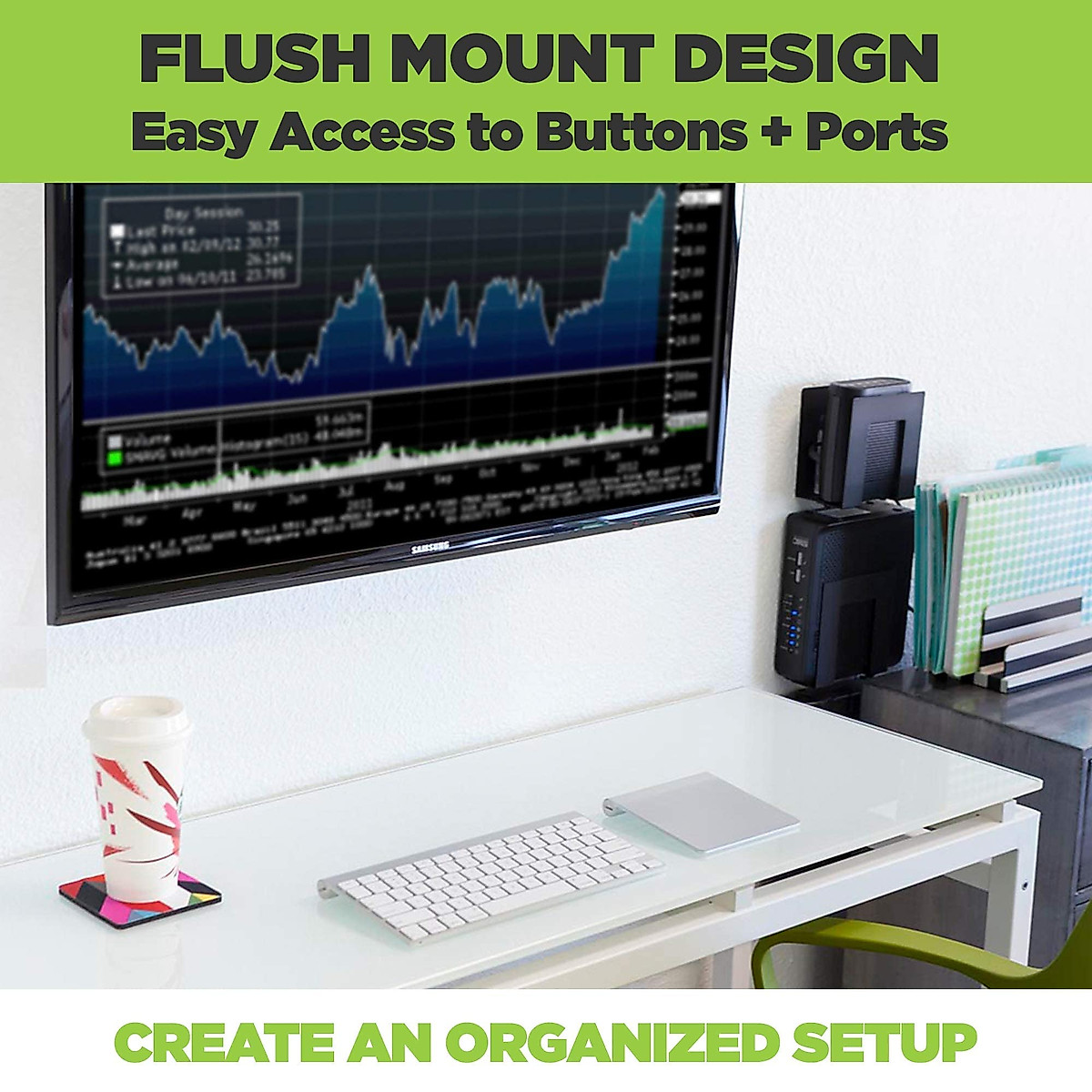 HIDEit Mounts Uni-S VESA Mount - American Company - Black Steel Adjustable Wall Mount - Cable Box Wall Mount, DVD Player Wall Mount, Streaming Device Wall Mount - Behind TV Cable Box Mount