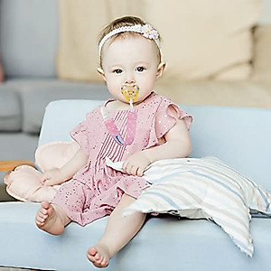 Smlpuame Pacifier Clip Girl,6 Pack Stylish Binky Clips Strap for Baby Girls,Paci Holder with Clip Lightweight Universal Fits Most Pacifiers Teether Toy Teething Ring Soothie,Baby Gifts(Pink & Grey)