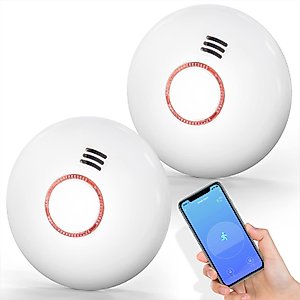 Putogesafe Smart Smoke Detector, Wireless WiFi Smoke Detector with App Control, WiFi Smoke Alarm with LED & Silence Button, Fire Alarm with Photoelectric Sensor for Home, Low Battery Warning, 2 Pack