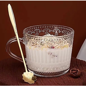 DONYU 2 Pack 14.5 oz Glass Coffee Mug with Lid,Premium Drinking Glasses Tumblers, Vintage Glassware Set for coffee, Juice, Beverages (Clear)