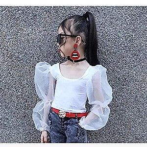 Toddler Kids Baby Girl Fashion Clothes Tulle Puff Long Sleeve T Shirt Blouse Top Spring Summer Outfits (White, 4-5 years)