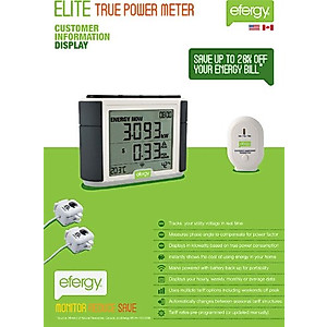 Efergy True Power Meter - Measures Voltage and Phase for Higher Accuracy No Wi-Fi Required.