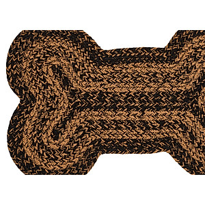 VHC Brands Black & Tan Bone Shape Indoor-Outdoor Rug, Recycled Polyester, Small, Black, 11.5x17.5
