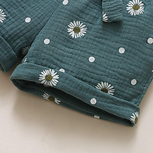 Jeinxcn Toddler Baby Girl Summer Clothes Daisy Floral Print Halter Ruffle Tank Tops Shorts Outfits set 2-3T Green