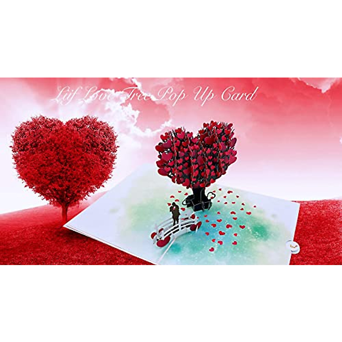 Liif Love Tree Couple Valentines Day 3D Greeting Pop Up Card, Happy Anniversary, Wedding, Mother's Day, Engagement, Birthday| For Wife, Husband, Parents, Couple, Girlfriend, Her | With Message Note & Envelop | Large Size 8 x 6 inch
