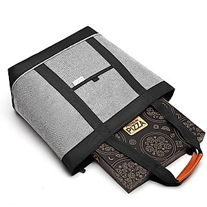 Large Insulated Cooler Bag Gray with Thermal Foam Insulation Reusable Grocery Bag Transport Cold Or Hot Food Apply to Delivery Bag, Travel Picnic Cooler