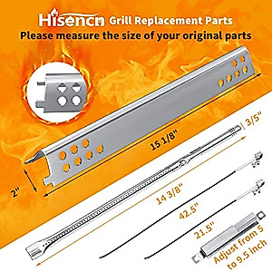 Hisencn Grill Replacement Parts for Charbroil Advantage Series 4 Burner 463344116, 466344116 Gas Grill, Grill Burners Tube, Heat Plate Tent Shield, Adjustable Carryover Tube, G361-0003-W1