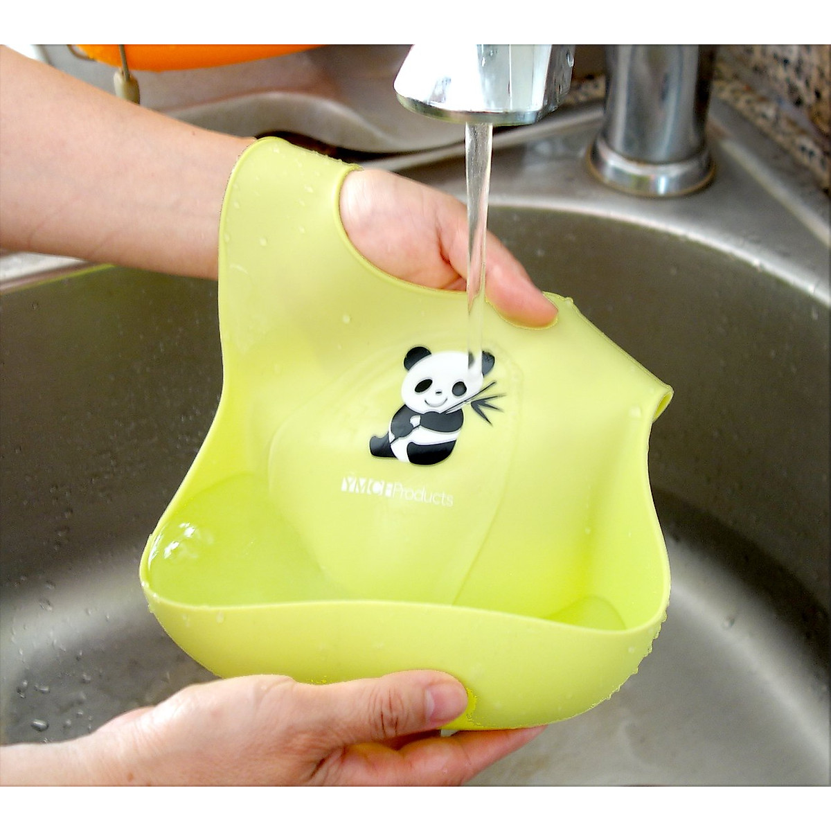 YMCF Products 2-Pack Waterproof Silicone Baby Bib Lightweight Comfortable Easy-Wipe Clean (Green/Blue, Small)