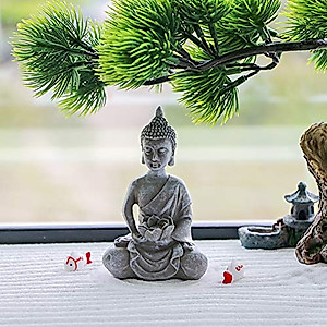 Japanese Tabletop Meditation Zen Garden Gift - Tabletop Rock Sand Meditating Garden Bridge Bamboo Rakes Bonsai Tree Plant Pagoda Accessories Tools Kits Office Home Desktop Relaxation Sandbox Decor