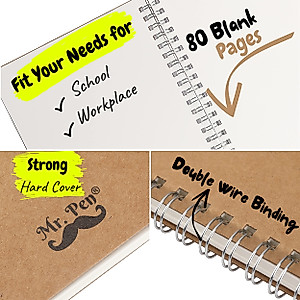 Mr. Pen- Spiral Notebook, A5, Kraft Cover, 2 Pack, 80 Pages, Sketch Book, Drawing Notebook, Notebook Spiral, Spiral Bound Notebook, Spiral Sketchbook, Blank Journal Notebook, Unlined Notebook