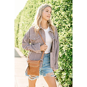 Isabelle Functional Multi Pocket Crossbody Bag (Dark Tan)