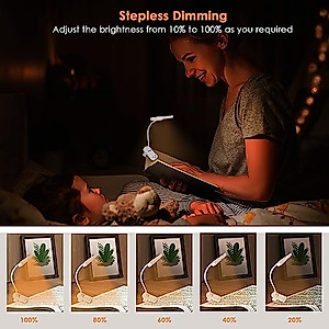 Book Light for Reading in Bed, Clip on Reading Light 14 LED Rechargeable Portable Night Bookmark Lamp for Kids 80 Hrs Runtime Amber Eye Caring Booklight - 3 Color Temp & Stepless Dimming (White)