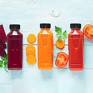 WUWEOT 30 Pack Plastic Juice Bottle, 12 Oz Clear Empty Milk Bottles, Reusable Bulk Beverage Containers with Tamper Evident Caps Lids