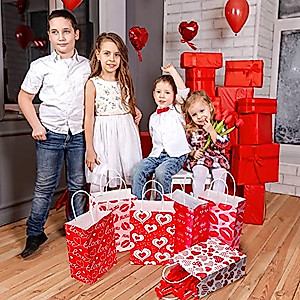 150 Pieces Valentine's Day Paper Gift Bags with Handle Valentines Goody Candy Bags Valentines Day Treat Bags for Valentines Day Party Favors Gift Wrapping Supplies
