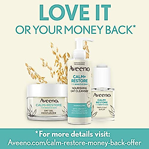Aveeno Calm + Restore Oat Gel Facial Moisturizer for Sensitive Skin, Fast-Absorbing, Soothing Lightweight Gel Cream Face Moisturizer with Prebiotic Oat & Feverfew, Fragrance-Free, 0.5 oz