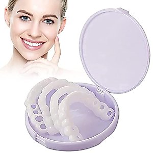 Fake Teeth Kit, 4 PCS Dentures Teeth for Women and Men, Dental Veneers for Temporary Teeth Restoration, Nature and Comfortable, Protect Your Teeth and Regain Confident Smile