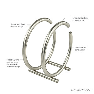 Spectrum Diversified Euro Round Vertical, Contemporary Upright Holder Modern Kitchen Décor & Dining Table Accessory, Countertop Napkin Storage, 1 EA, Satin Nickel