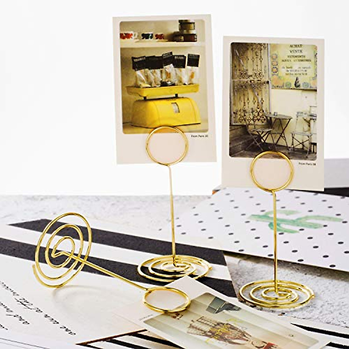 24 Pieces Gold Table Number Holders Wedding Place Card Holders Table Centerpieces Photo Holder Clips Wire Picture Clips Memo Note Photo Stand