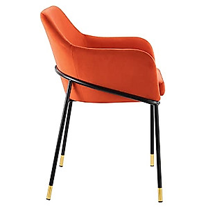 Modway Jovi Performance Velvet Dining Armchair in Black Orange