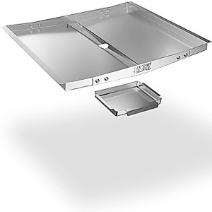 Grease Tray with Catch Pan - Adjustable Drip Pan for Gas Grill Models from Dyna Glo, Nexgrill, Expert Grill, Kenmore, BHG and More - Stainless Steel Grill Replacement Parts(Width 18"-24")