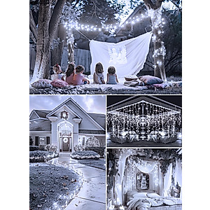 Outdoor Fairy Lights Battery Operated, 2 Pack Twinkle String Lights with Remote, 5 Feet 60 LEDs Firecracker Starry Lights for DIY Wreath Wedding Party Bedroom Mason Jar Holiday Christmas, Pure White