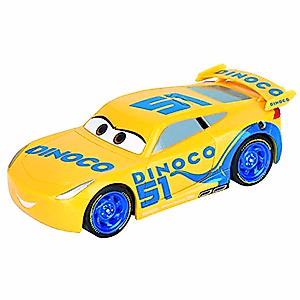 Carrera First Disney/Pixar Cars - Slot Car Race Track - Includes 2 Cars: Lightning McQueen and Dinoco Cruz - Battery-Powered Beginner Racing Set for Kids Ages 3 Years and Up
