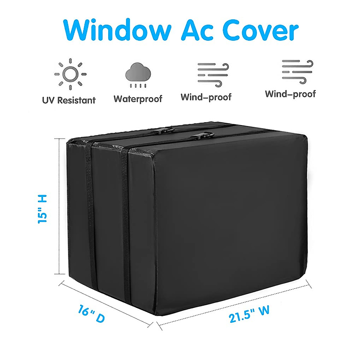 Zomia Window Air Conditioner Covers for Outside Units, Window AC Cover Outdoor Waterproof -21.5"W x 16"D x 15"H Inches Black