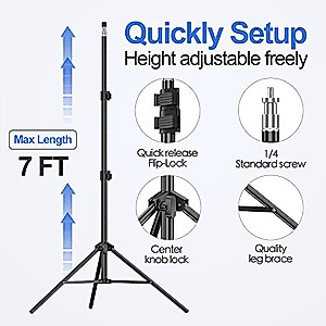 Qoolfoto Backdrop Stand 7x10 ft/2x3m, Adjustable Photography Background Stand for Party Decoration，Photo Video Studio with Clamp, Carry Bag