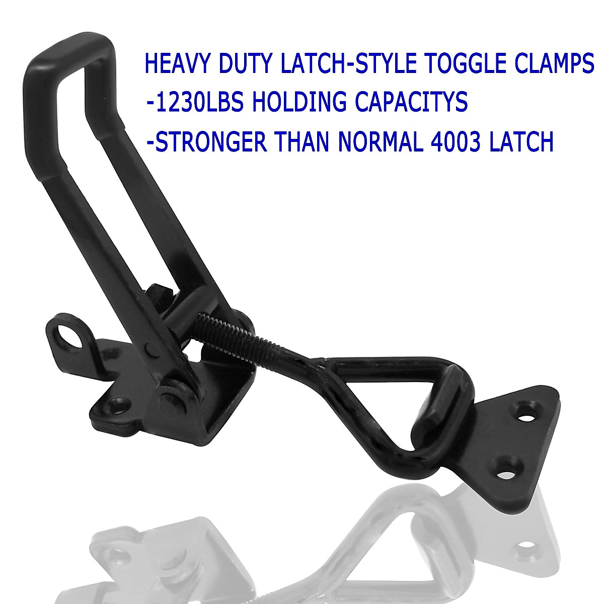 4Pack Heavy Duty Toggle Latch Clamp, 1320lbs 4003 Latch-Style Toggle Clamp with Lock Hook, Pull Action Latch with Catch Plate, Metal Quick Release Draw Latch for Trunk Jig Smoker Door Tool Boxes