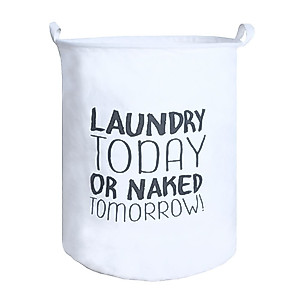 SDAIGC Collapsible Unicorn Laundry Basket, Blondie Canvas Waterproof Round Storage Hamper, Clothes Toys Organizer Basket, Cute Kids Gift Basket(White Today)