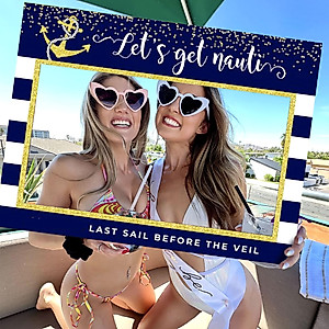 LaVenty Nautical Bachelorette Party Decorations Boat Last Sail Before The Veil Party Supplies Nautical Bridal Shower Party Supplies Get Nauti Party Photo Booth Props Frame Bridal Shower Photo Frame