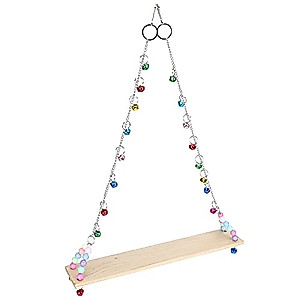 Chicken Swing, Pet Chicken Swing Toys with Natural Wooden Chicken Wooden Standing Swing Toys Hanging Perch with Bells for Medium Large Parrots HenToys