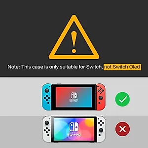 Switch Clear Case, Dockable Protective Hard Cover Case for Nintendo Switch and Soft TPU Grip Case for Joy-Con with Tempered Glass Screen Protector and Thumb Stick Caps (NOT for Switch OLED)