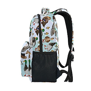 JIPONI Mallard Ducks Pattern Backpack For Girls Boys, Student School Bag Bookbag Travel Laptop Backpack Purse Daypack