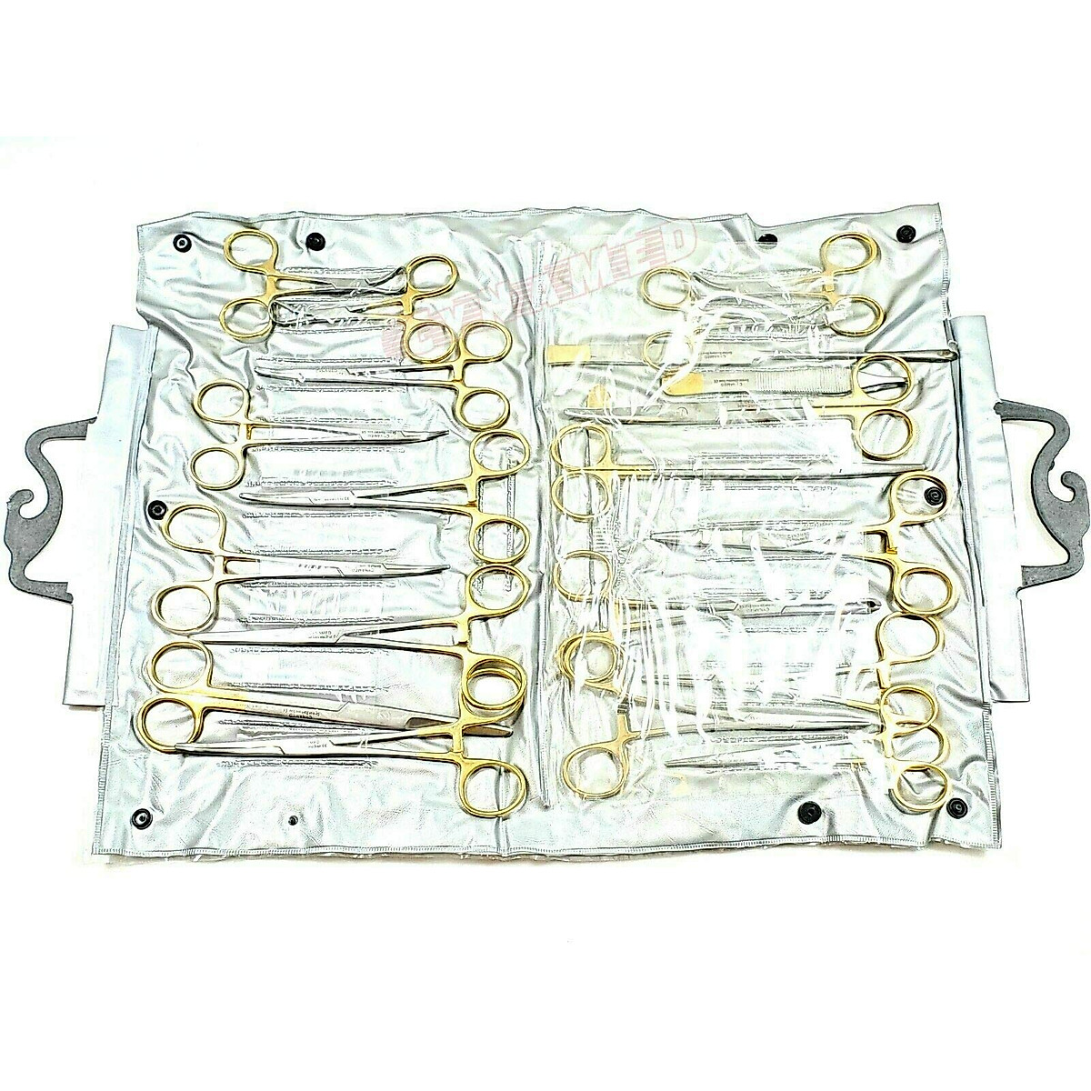 Cynamed-Gold Premium German 82 Pcs Veterinary Instruments Set -Include Kelly Forceps- Mosquito Forceps -Carmalt Forceps -Backhaus Towel Clamp- Mayo Metzenbaum Scissors- All in ONE