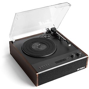 Victrola Eastwood Signature 3-Speed Bluetooth Turntable with Built-in Speakers and Dust Cover | Upgraded Turntable Audio Sound | Espresso (VTA-73-ESP)