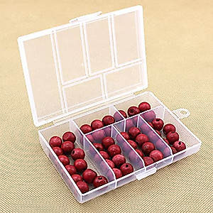 X-AT 4 Pack Mini Clear Plastic Jewelry Box,6 Grid Small Craft Storage bead organizer with Hanging Design