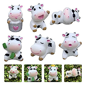 PRETYZOOM 10pcs Miniature Figurines Cow Cattle Year Ox Cow Cake Topper Fairy Garden Animals for Micro Landscape Plant Pots Bonsai Craft Decorations(Random Style)