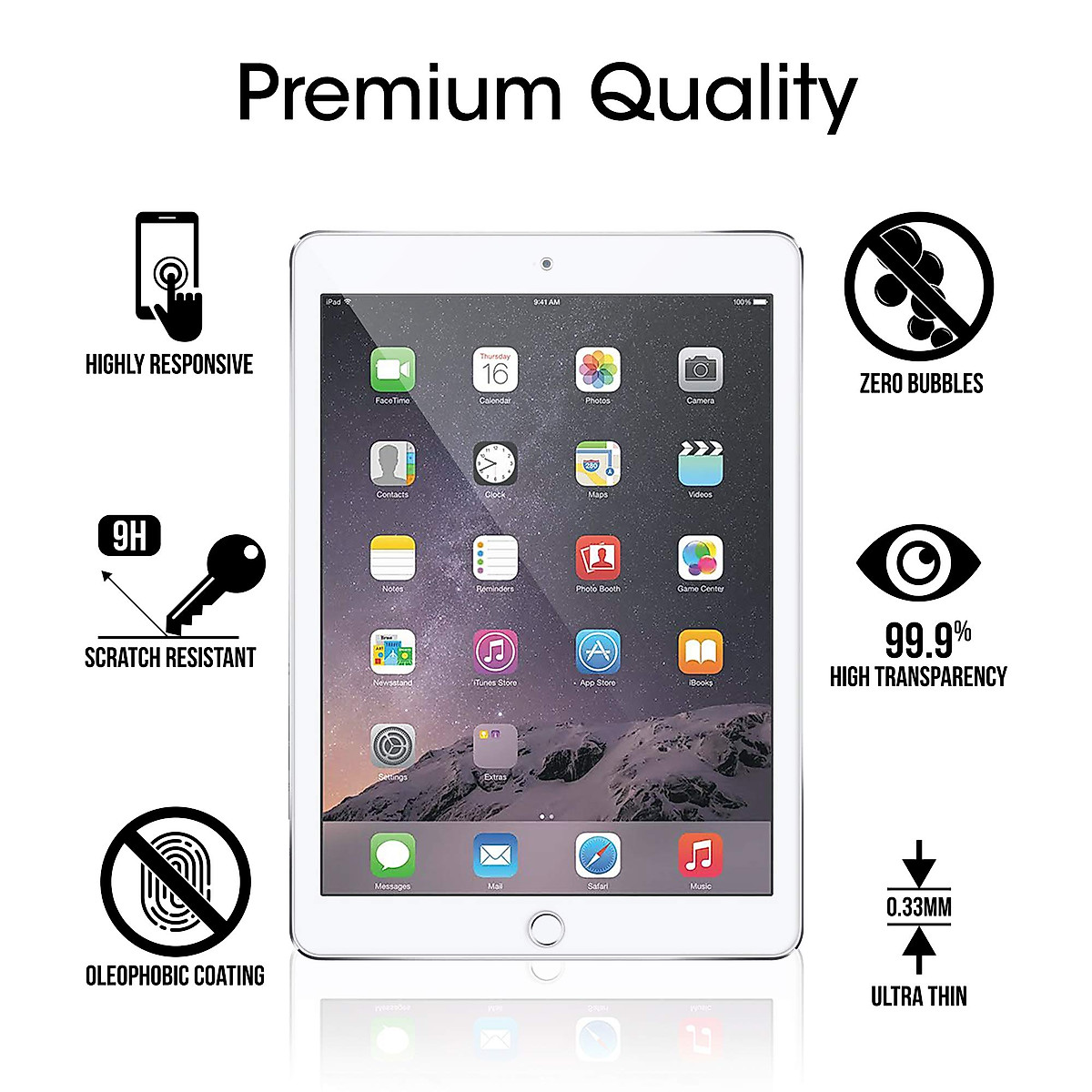 amFilm Glass Screen Protector for iPad 9.7 6th Gen, 5th Gen, iPad Pro 9.7, iPad Air, Air 2, Tempered Glass, Apple Pencil Compatible, 1 Pack