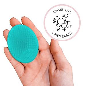 S&T INC. Face Scrubber for Skin Care, Silicone Face Exfoliator, 2 Pack, Coral/Teal