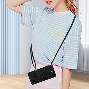 Compatible with OnePlus Nord N10 5G Wallet Case with Crossbody Shoulder Strap and Stand Leather Credit Card Holder Cell Phone Cover for One Plus N 10 G5 1 Plus 10N 1plus One+ 1+ N105G Girls Black