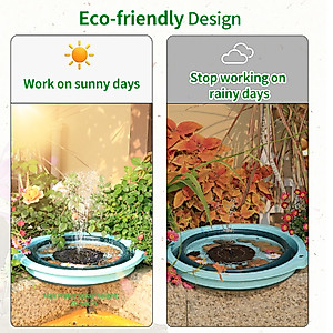 AMZtime 1.4W Solar Bird Bath Fountain with 4 Fixed Rods, Solar Fountain Pump with Upgraded Solar Panels, Solar Powered Floating Water Fountain Pump for Bird Bath, Ponds, Garden, Fish Tank and Outdoor