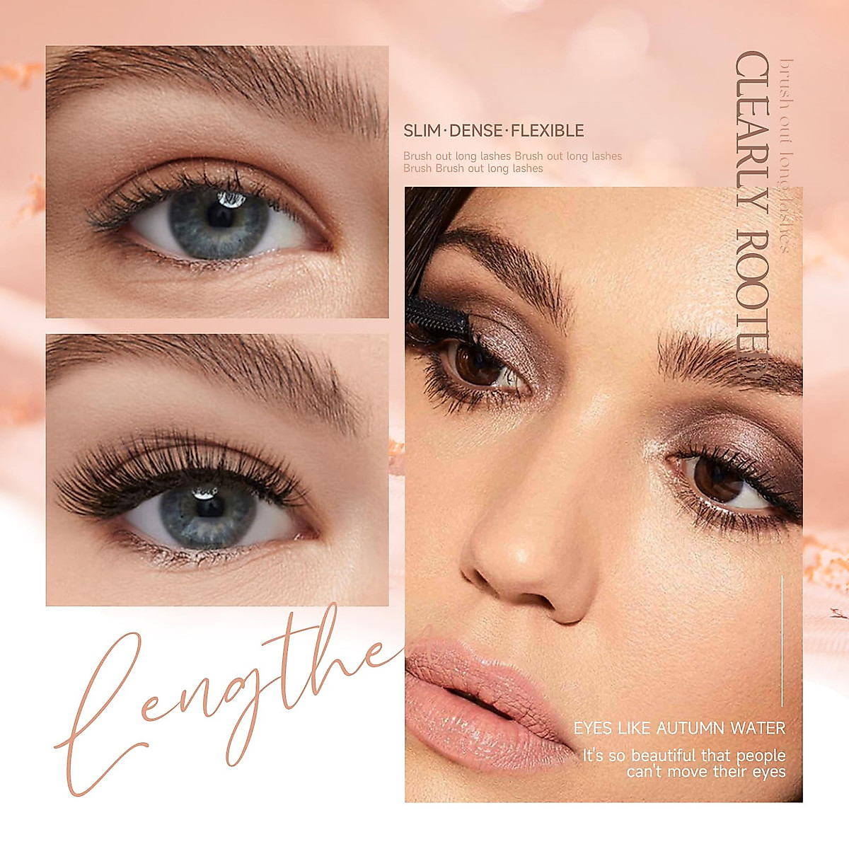 Easilydays Black Mascara for Eyelashes Waterproof, Double-ended 2-in-1 Lash Primer & Mascara Duo, Primer Styling Cream, Long-Lasting Smudge-Proof Mascara Black Slender, Dense Thick Curling for Eye Makeup, No Clumping