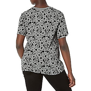 Disney Womens Plus Size T-Shirt Minnie Mouse All Over Print (Heather Grey, 3X)