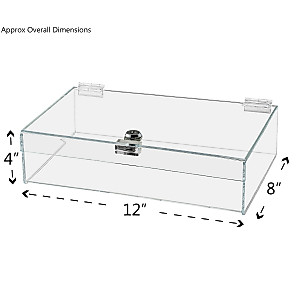 Acrylic Locking Display Case with Keys 12" x 8" x 4" Clear Rectangular Lucite Countertop Tray with Lid for Artifacts Antiques Collectibles Jewelry Currency and Coins by Marketing Holders