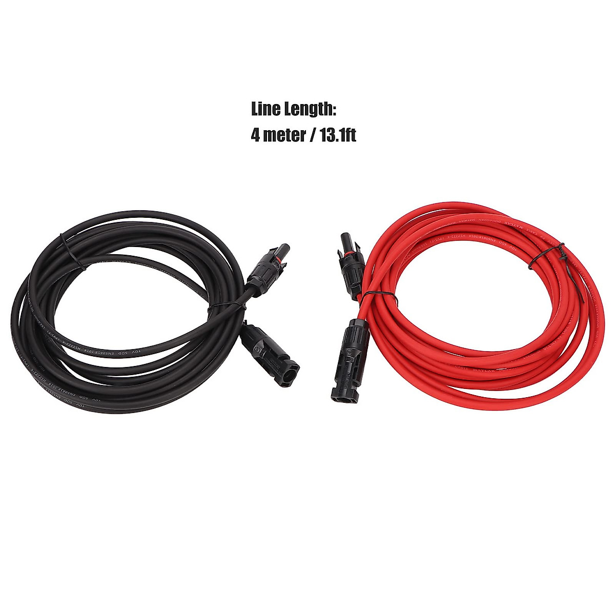 1 Pair of Solar Panel Wire with Connector,Withstand Voltage DC1000V 30A 12AWG Wire Diameter Solar Adapter Extension Cable for Photovoltaic System (4m)