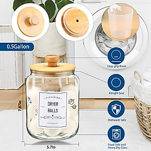 Laundry Pods Container With Airtight Bamboo Lid,Glass Jars for Laundry Room Organization Jar. Dishwasher pods container.1/2 Gallon Laundry Jars for Detergent Powder,Scent Boosters,Laundry Room Storage