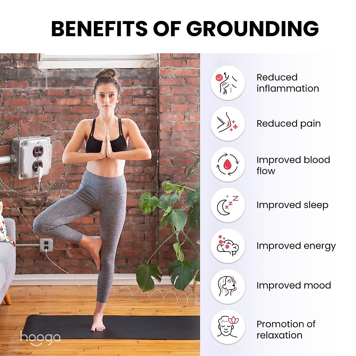 Grounding Yoga Mat,Exercise Fitness Pad, 71x24 Inch Earth Connected Conductive Carbon Mat with15 Foot Cord May Help Lower Inflammation, Reduce Stress, Improve Balance, Flexibility, Included Carrying
